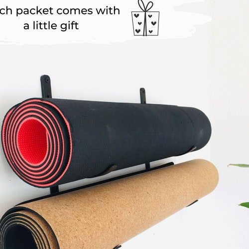 Wall Mount Yoga Mat Storage & Foam Roller Rack Black - Etsy
