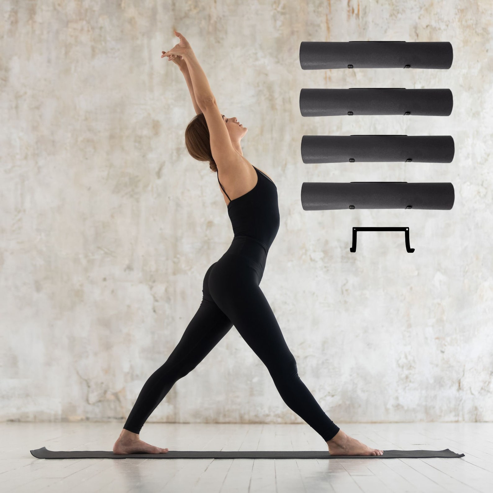 Minimalist Holder, Wall Mounted Gym Storage Set, Yoga Mat Holder ...