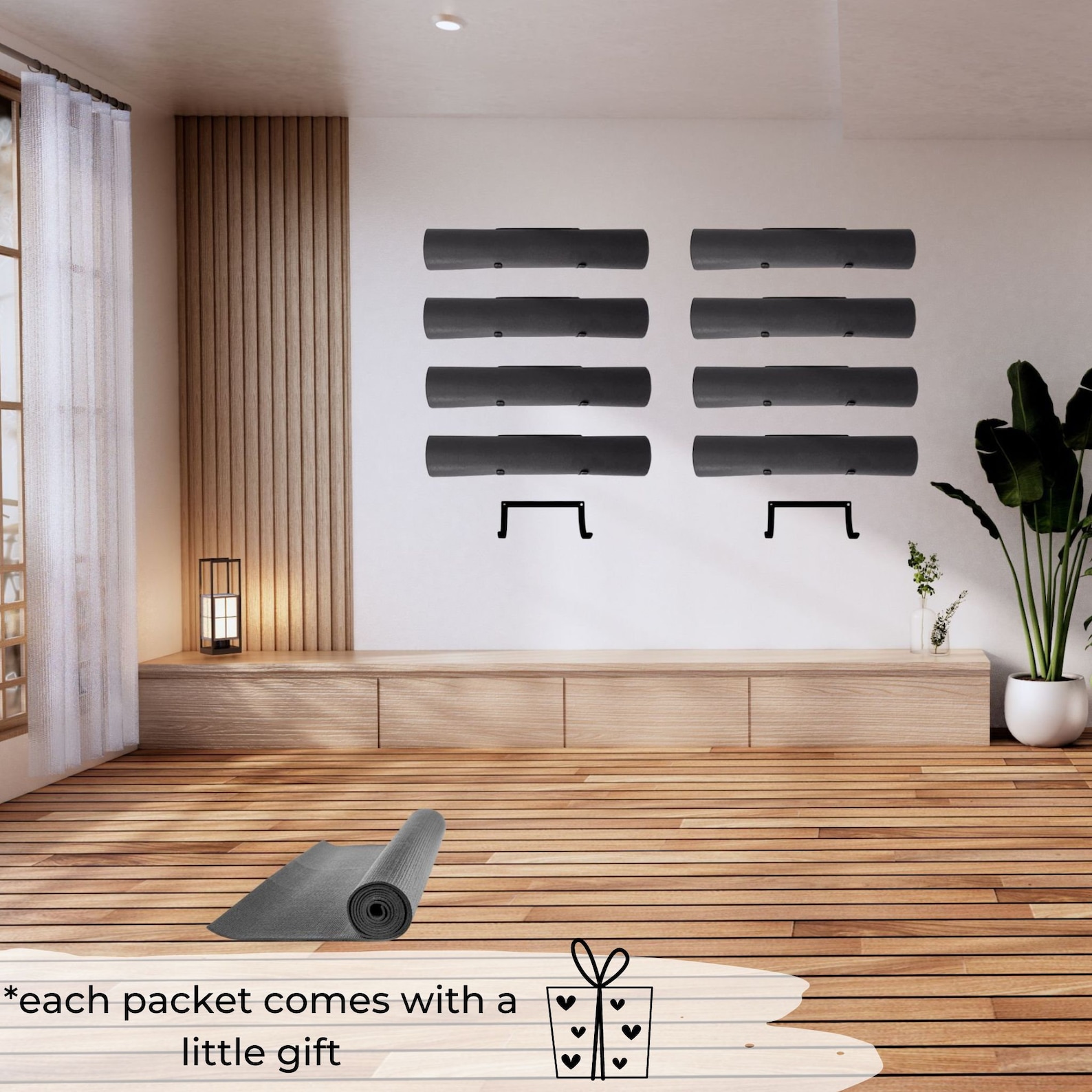 Minimalist Holder, Wall Mounted Gym Storage Set, Yoga Mat Holder ...