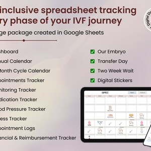 Digital IVF Tracking Spreadsheet | Fertility Treatment Planner ...