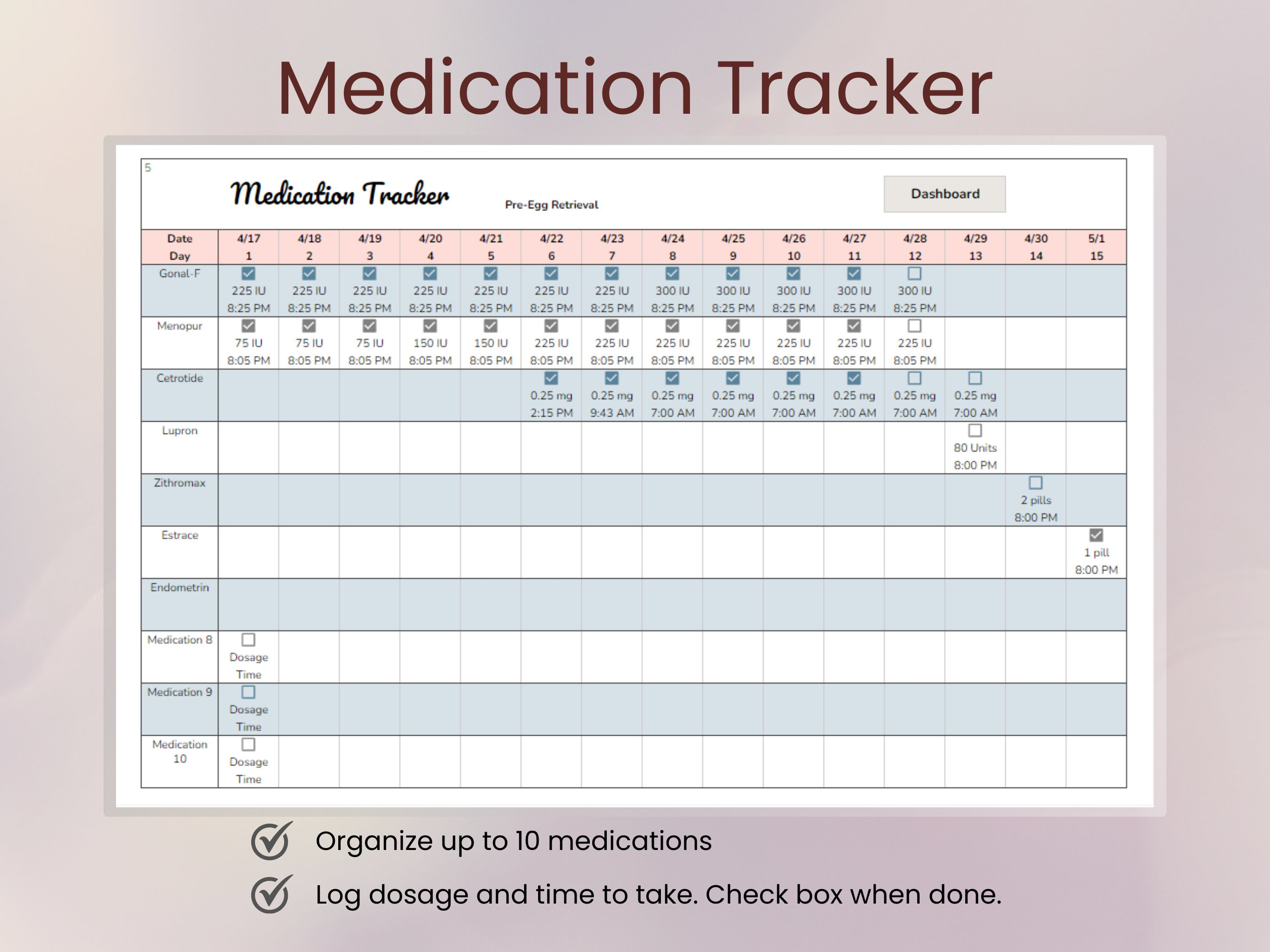 Digital IVF Tracking Spreadsheet | Fertility Treatment Planner ...