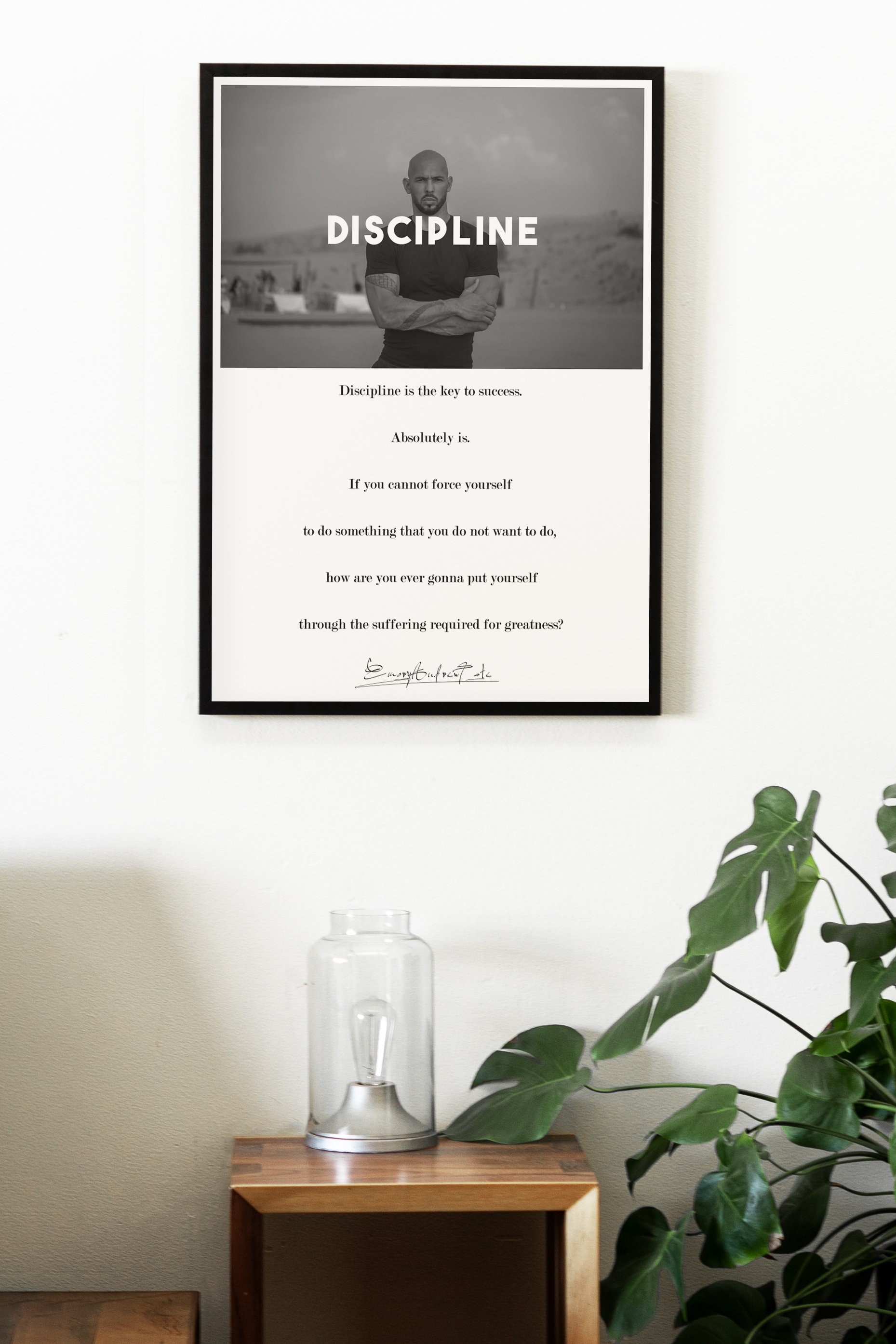 Andrew Tate Inspirational Quote Poster Print, Andrew Tate Discipline Poster