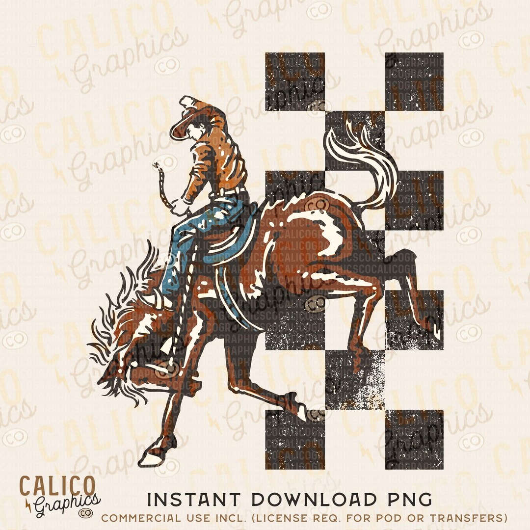 Rodeo Cowboy Checkered Western Instant Digital Download | Trendy ...