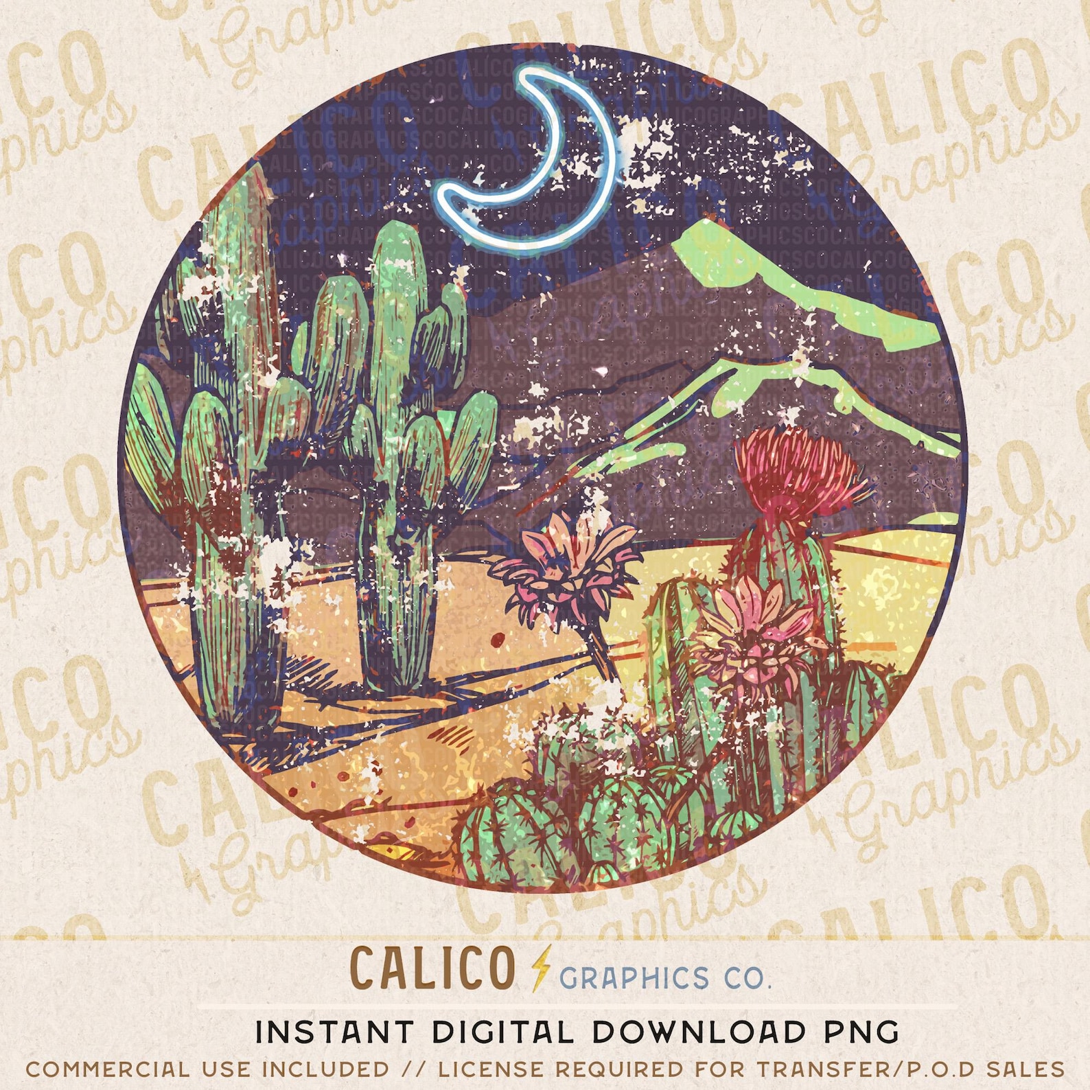 Neon Moon Desert PNG: Country Western Graphic (digital Download) - Etsy