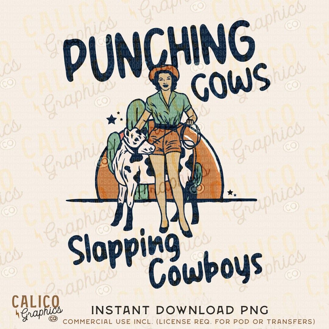 Punching Cows Slapping Cowboys Desert Western Instant Digital Download ...