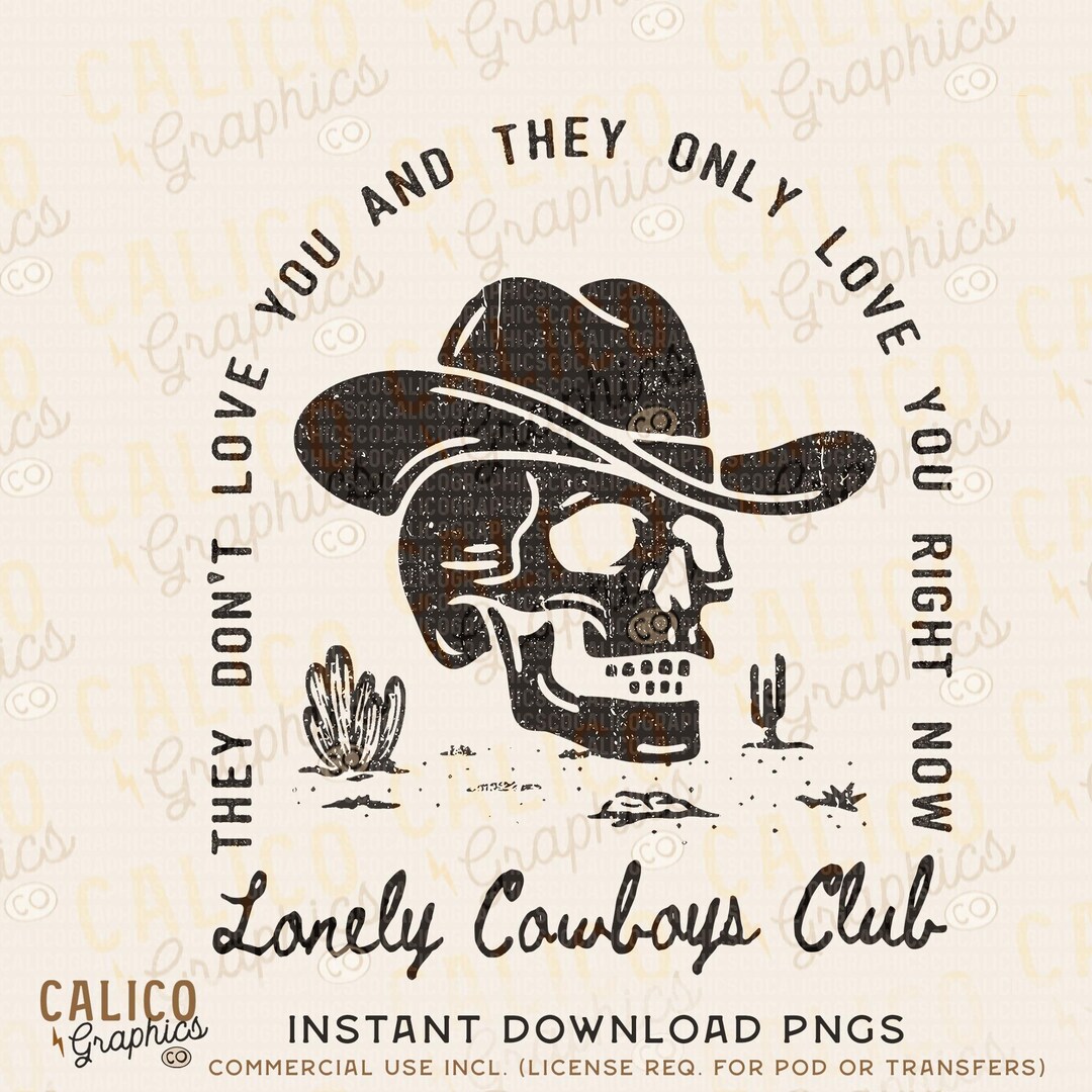 Lonely Cowboys Club Skeleton Desert Western Instant Digital Download ...