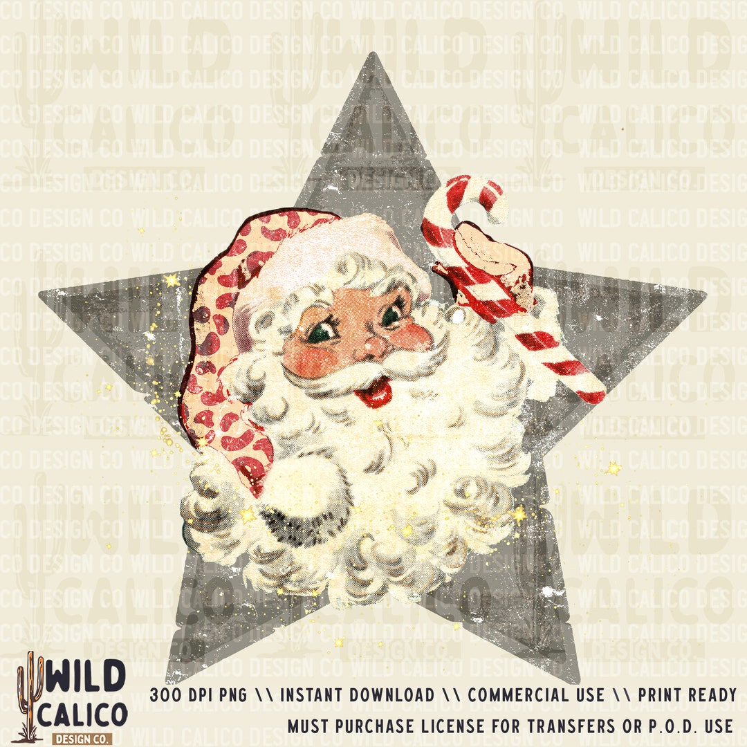 Santa Star Christmas Retro Sublimations, Holiday Sublimations, Designs ...