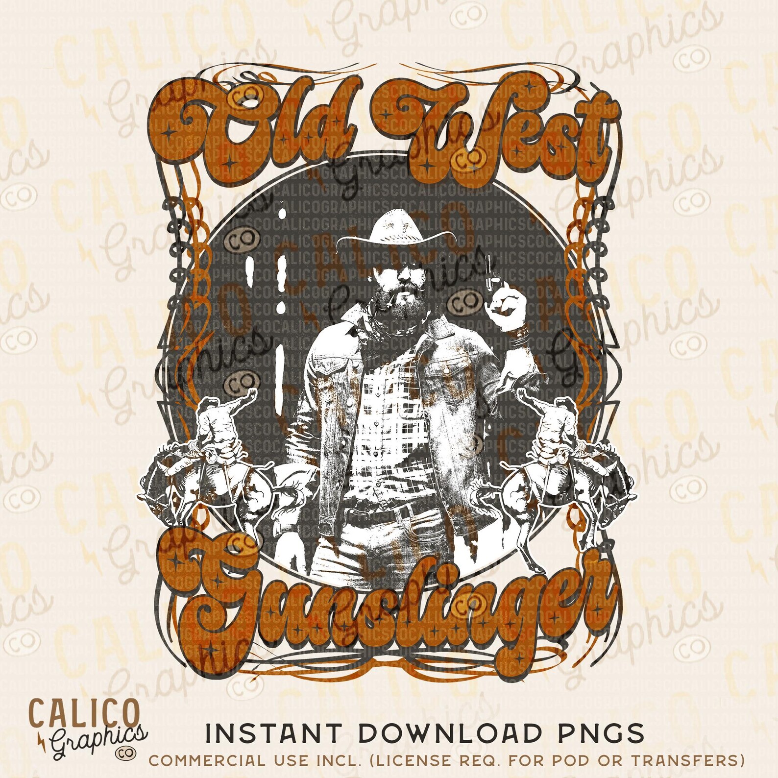 Old West Gunslinger Cowboy Vintage Style Western Instant Digital ...