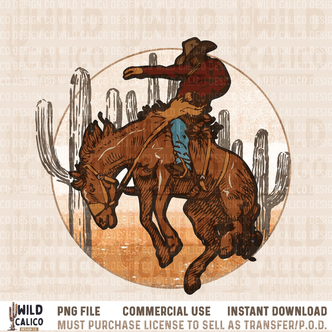 Cowboy Rodeo Desert Scenery Cactus Western PNG Sublimations, Designs ...