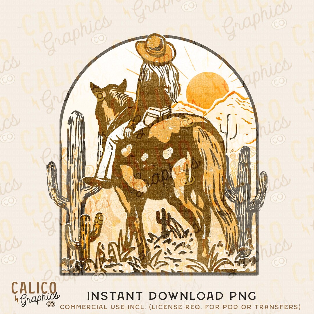 Cowgirl Riding Into Sunset Western Instant Digital Download | Trendy ...