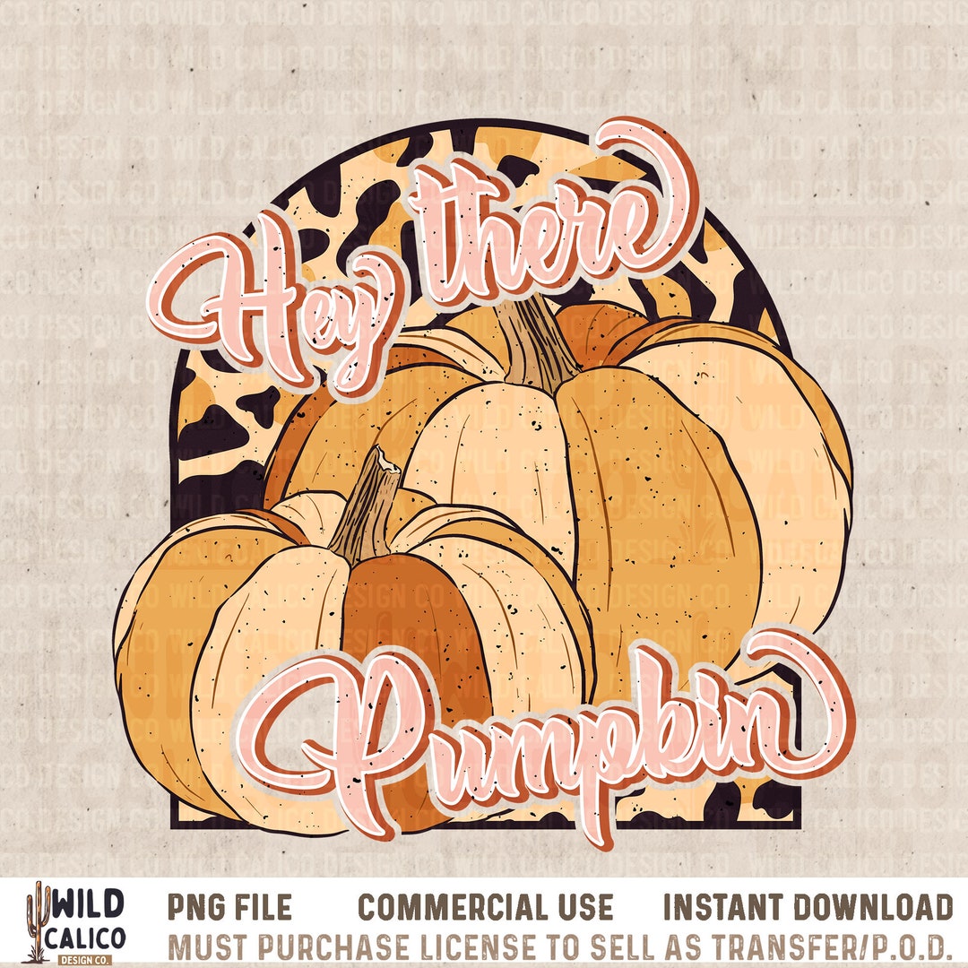 Hey There Pumpkin Fall Retro Sublimations, Pumpkin PNG, Halloween PNG ...