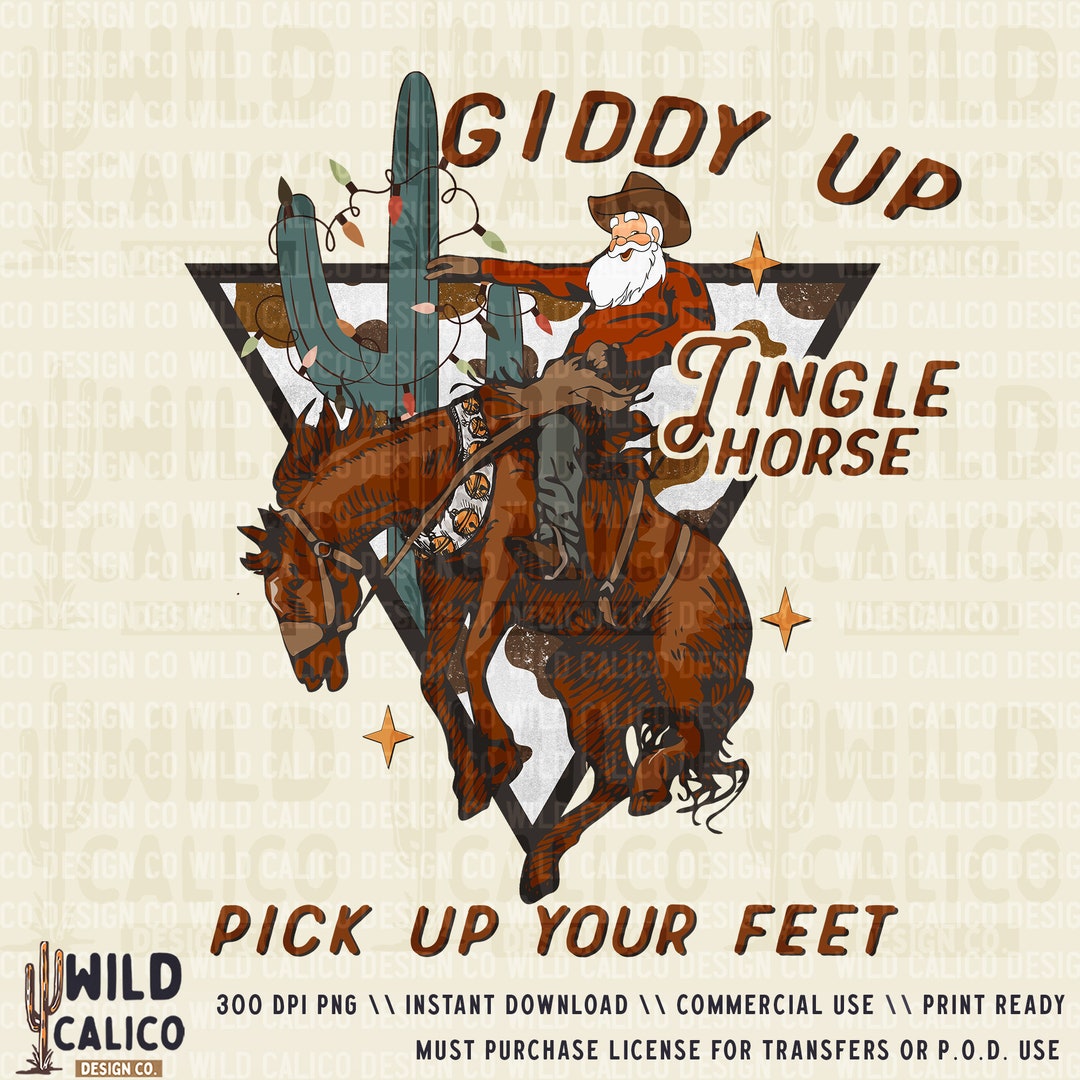 Giddy up Jingle Horse Cowboy Santa Christmas Western Instant Digital ...