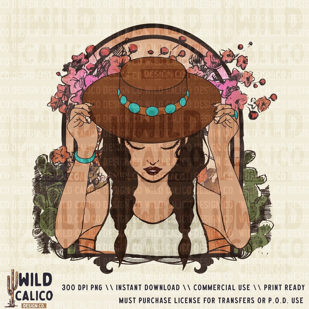 Boho Western Cowgirl Hat Braids Western Instant Digital Download Trendy ...