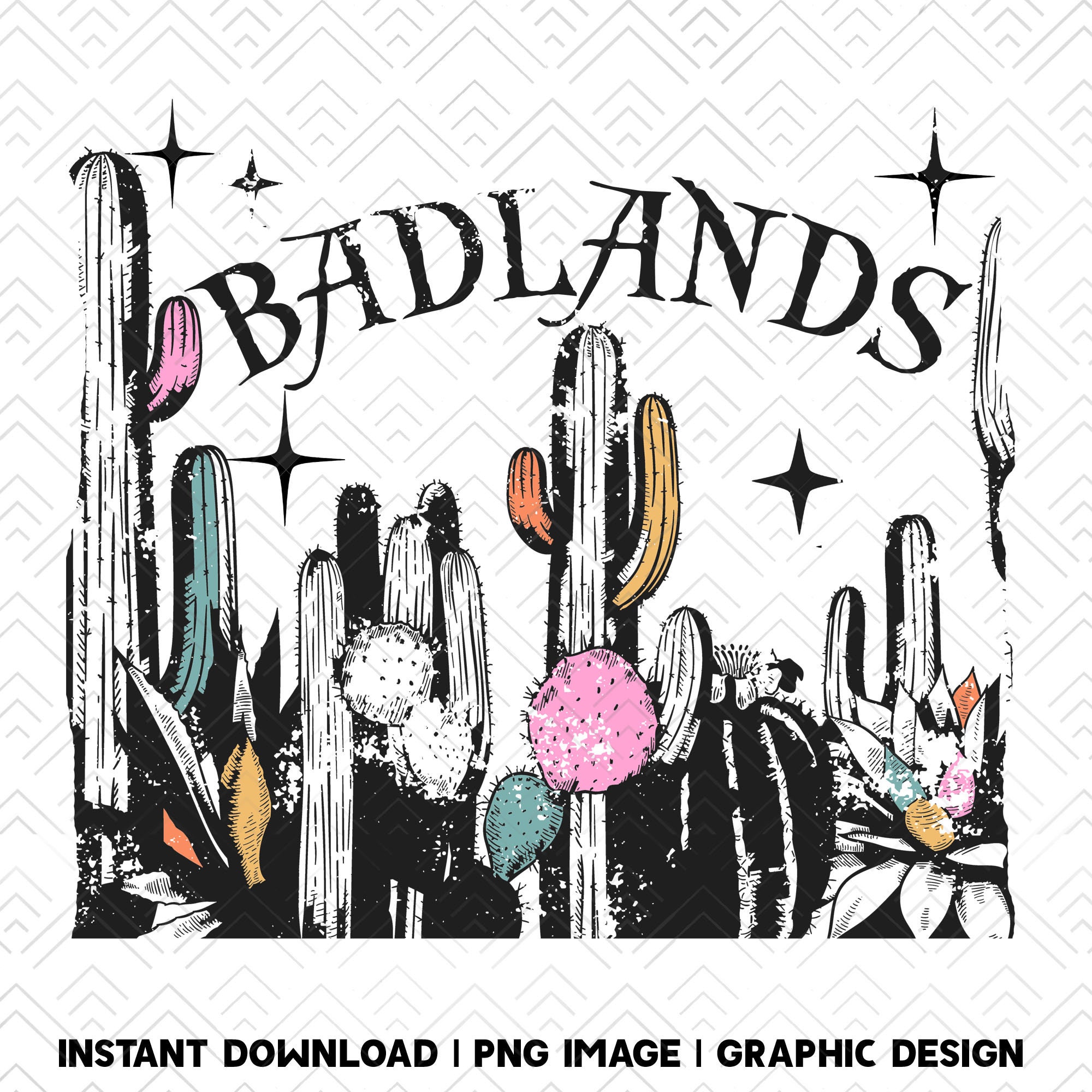 Badlands Desert Retro Sublimations Cactus Sublimations - Etsy