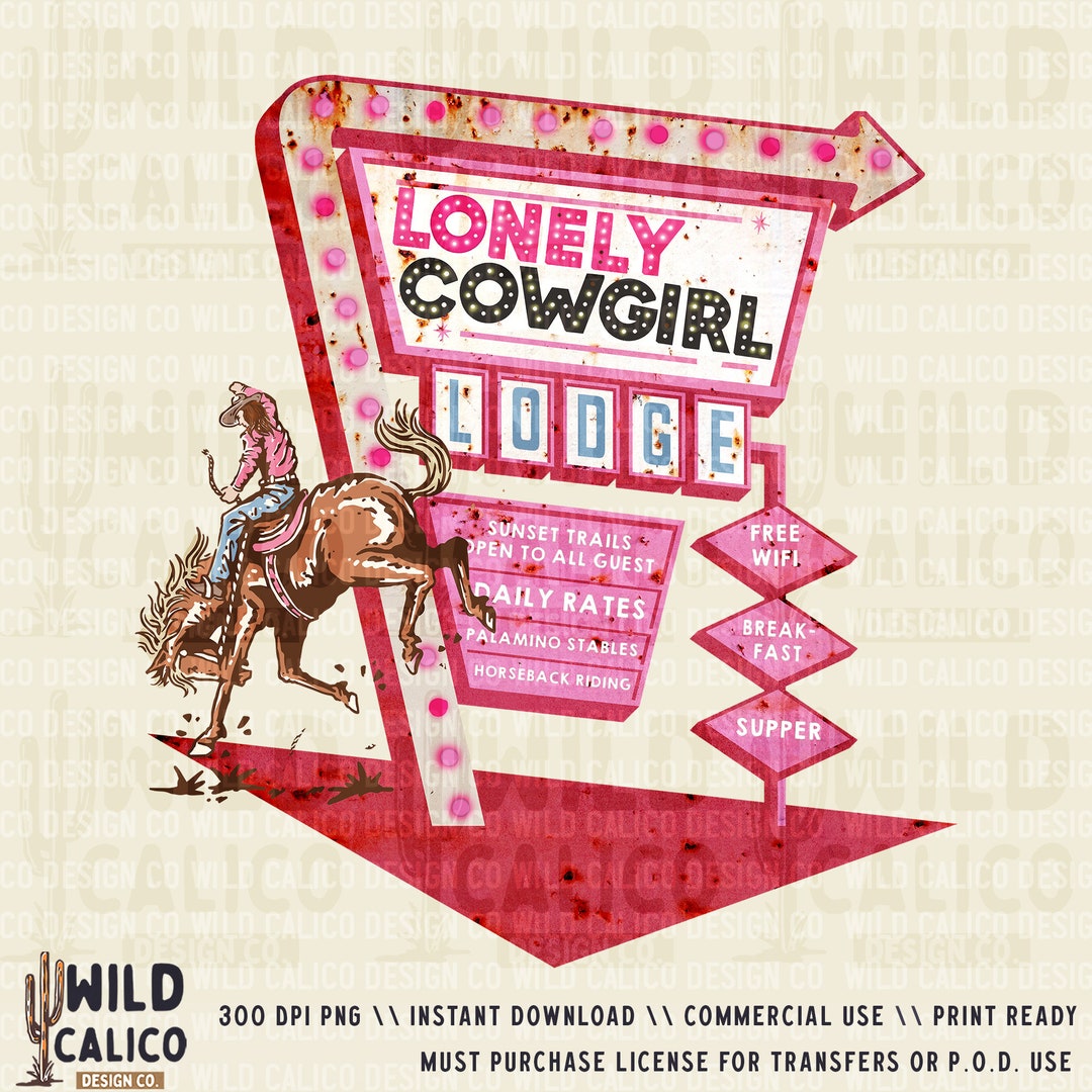 Lonely Cowgirl Motel Sign Western Instant Digital Download Trendy ...