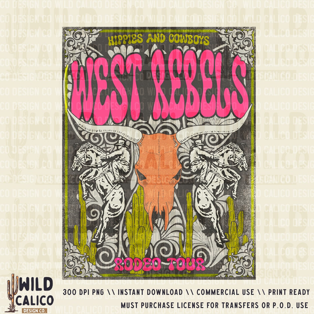 West Rebels Vintage Rodeo Tour Shirt Western Instant Digital Download ...