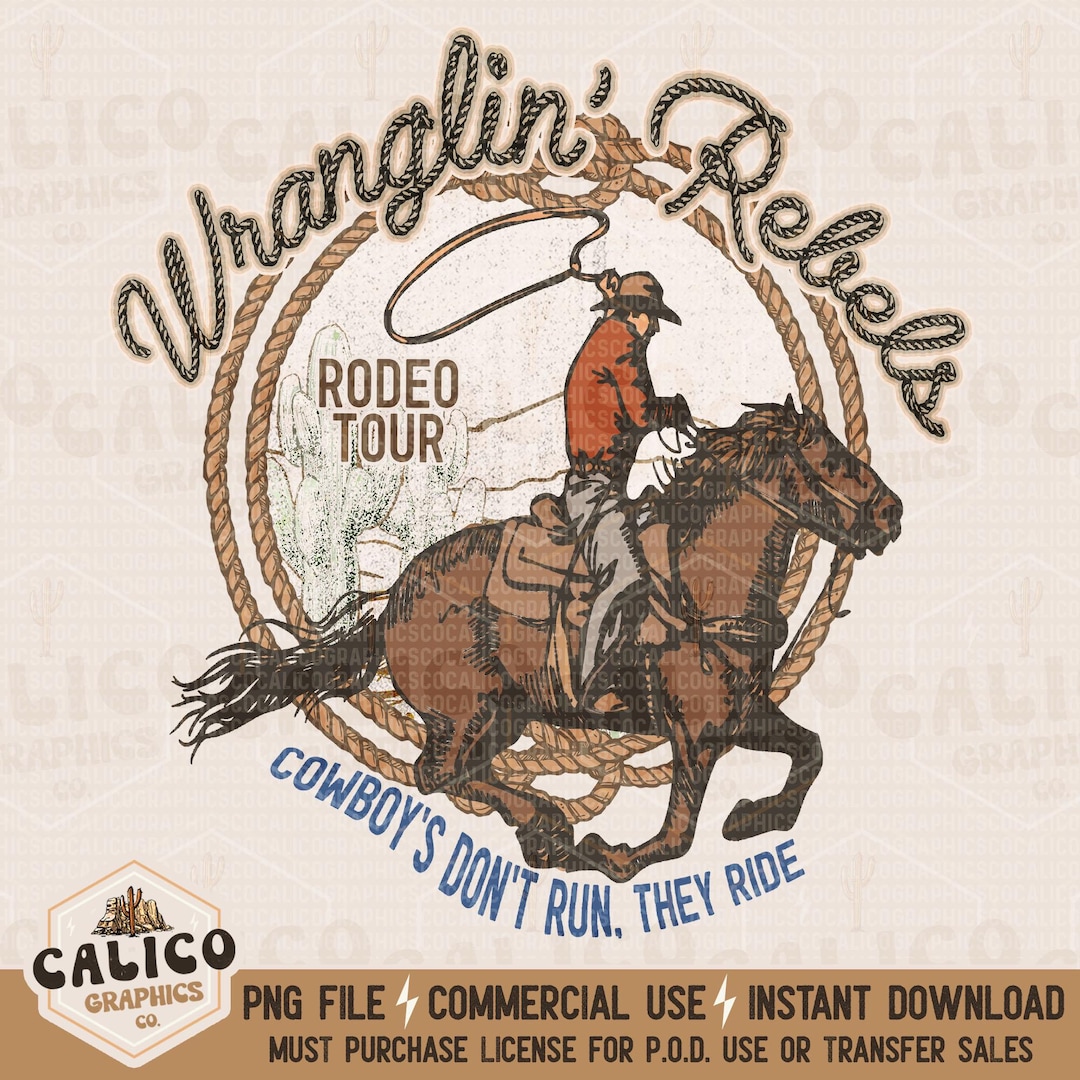 Wrangling Rebels Rodeo Cowboy Western Instant Digital Download Trendy ...
