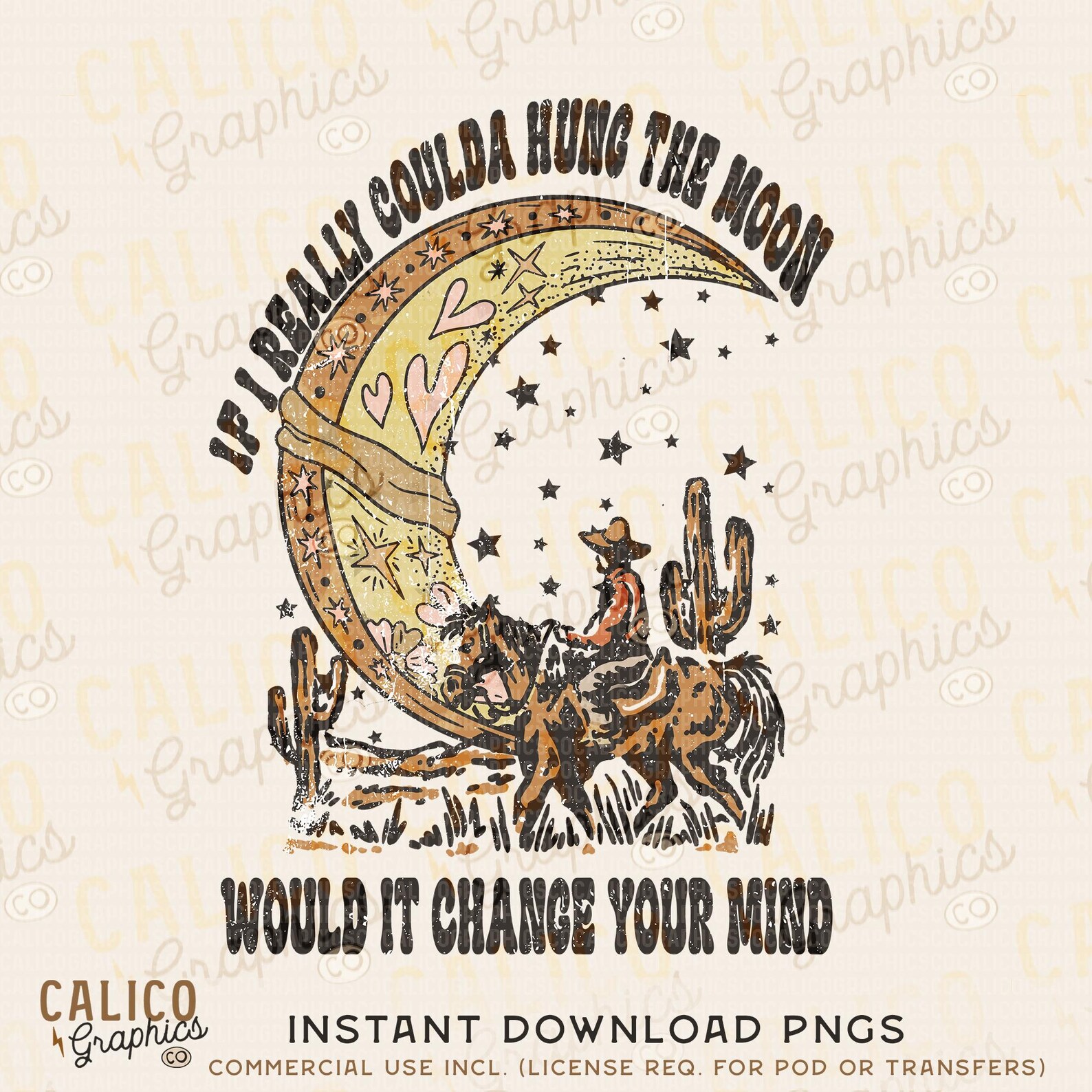 Hung the Moon Cowboy Moon Country Western Instant Digital Download ...