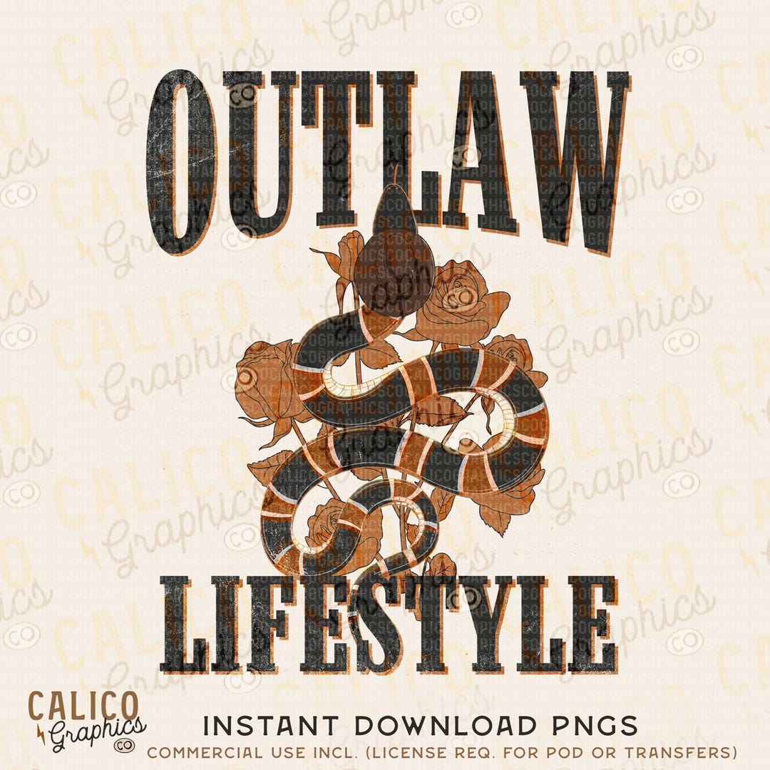 Outlaw Lifestyle Snake Wearing Cowboy Hat Western Instant Digital ...