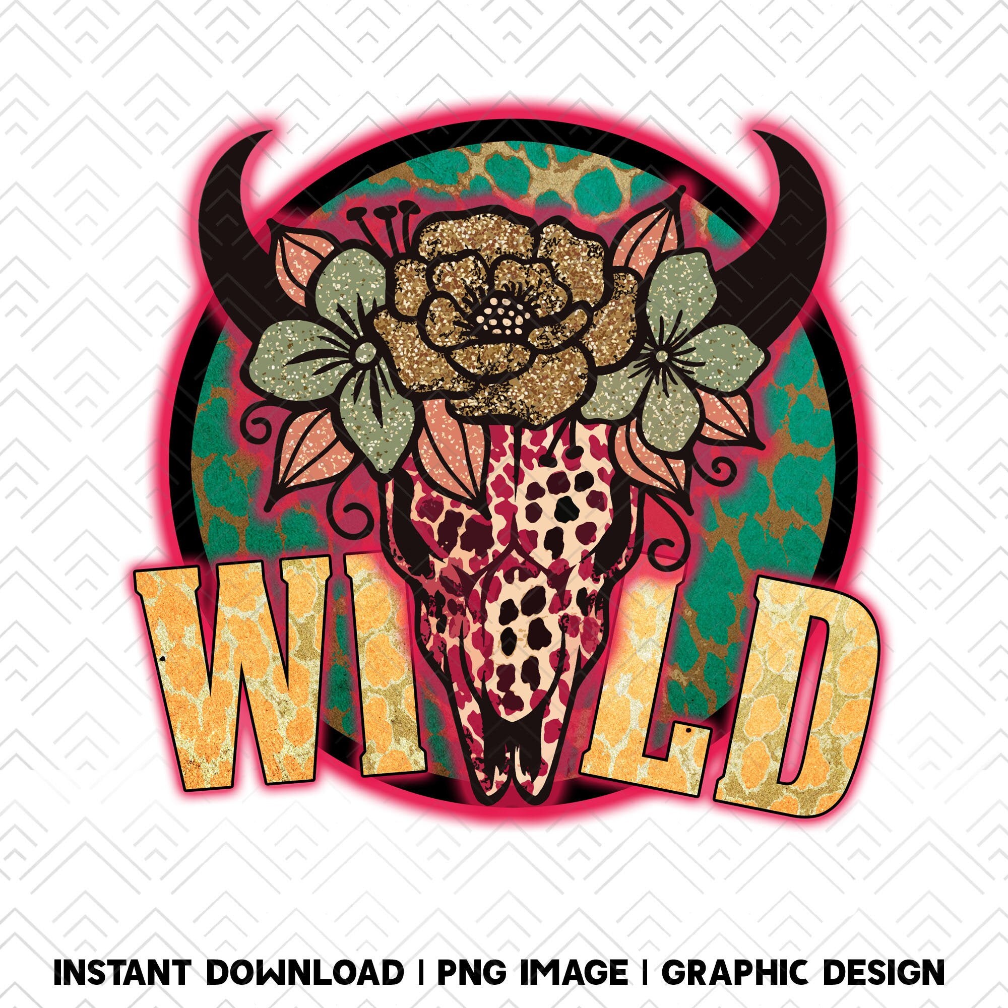 Wild Bull Skull Retro Sublimations Western Sublimations | Etsy