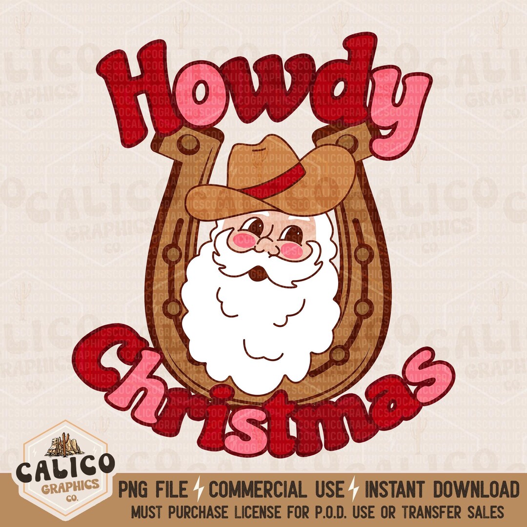 Howdy Christmas Santa Claus Cowboy Western Instant Digital Download ...