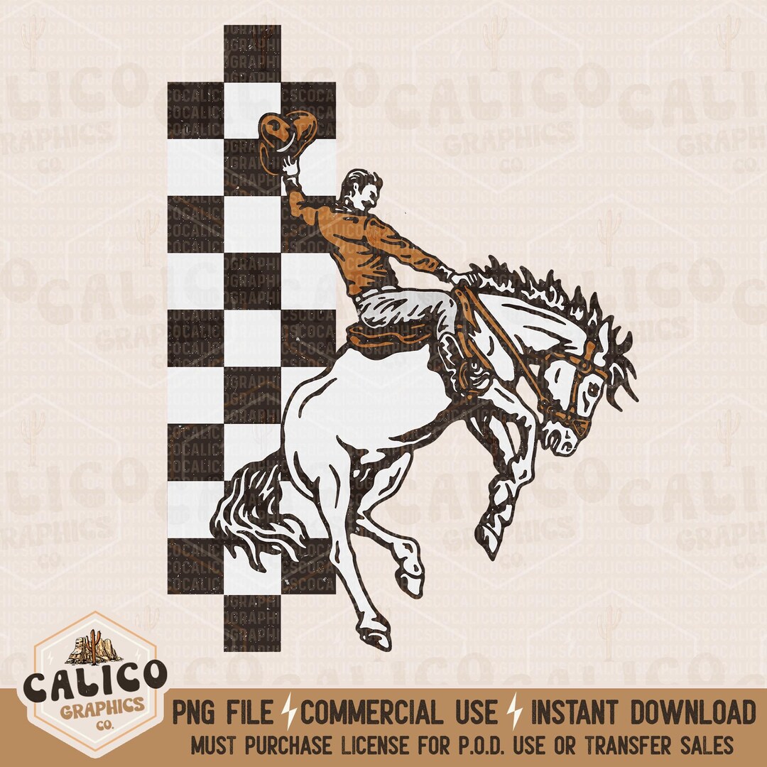 Rodeo Cowboy Checkered Western Instant Digital Download Trendy Western ...