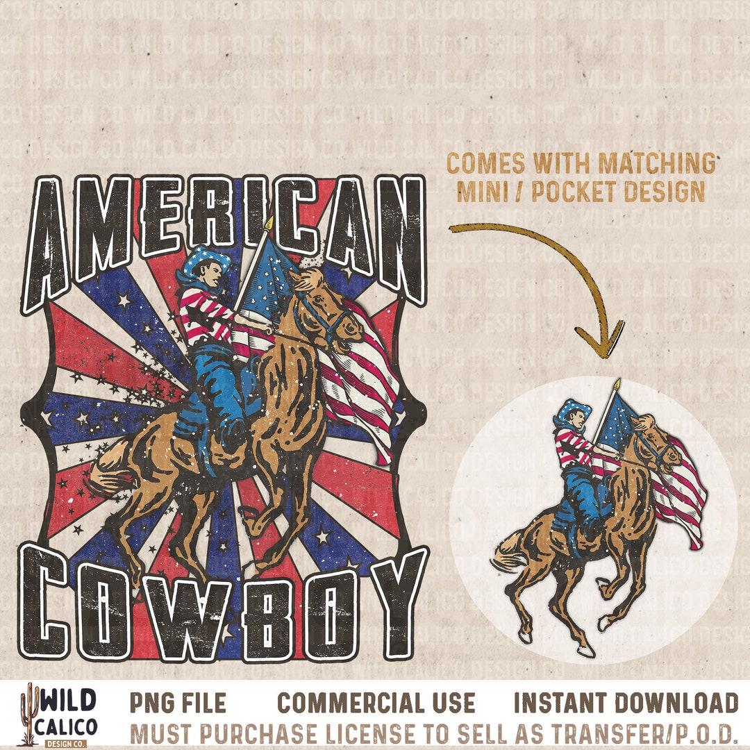 American Cowboy Flag Horse Stars Stripes With Pocket Design Western PNG ...