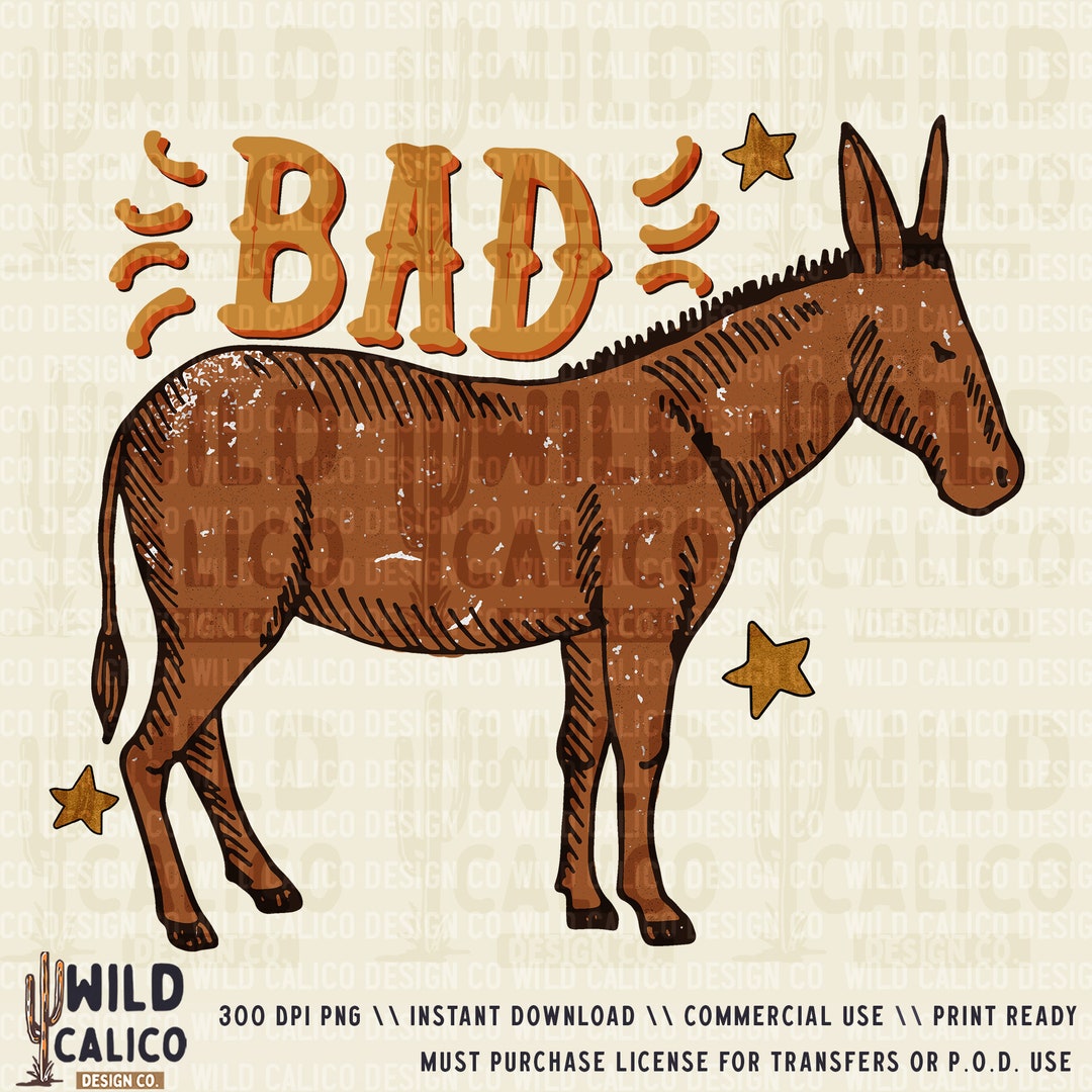 Bad Ass Donkey Western Instant Digital Download Trendy Western Designs ...