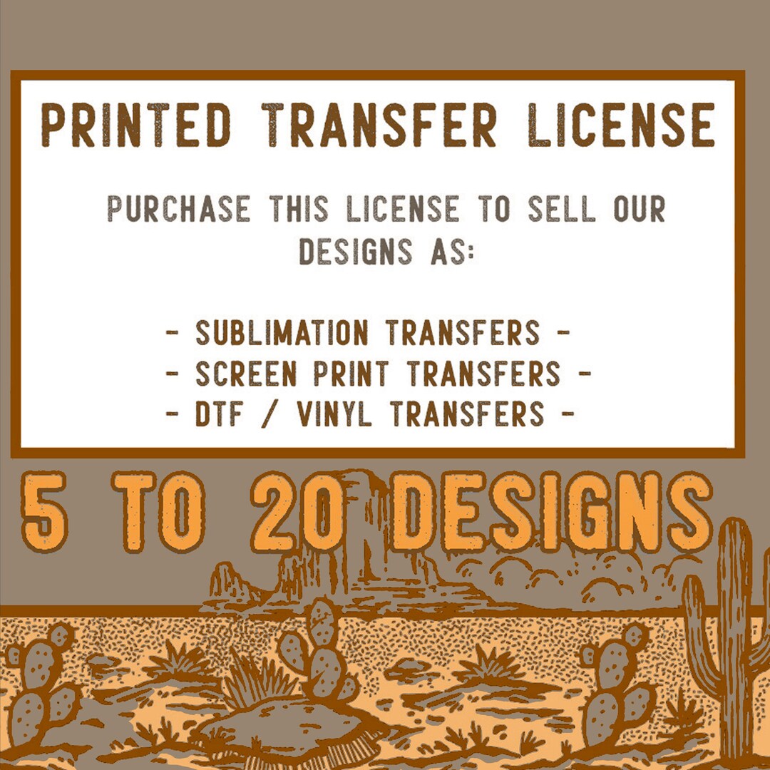 Printed Transfer License 5 20 Designs Purchase to Sell Our Designs as ...