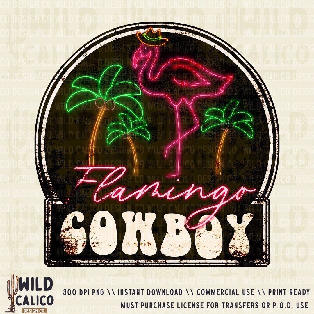 Flamingo Cowboy Summer Bar Sign Western Instant Digital Download Trendy ...
