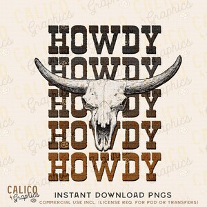 Howdy Cow Skull Western Instant Digital Download | Trendy Western ...