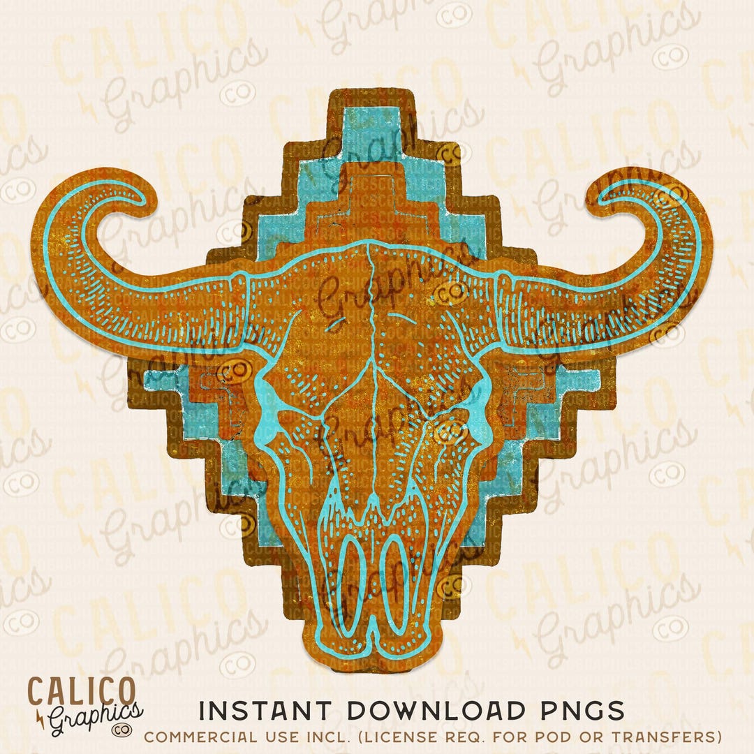 Cow Skull Aztec Boho Style Western Instant Digital Download | Trendy ...