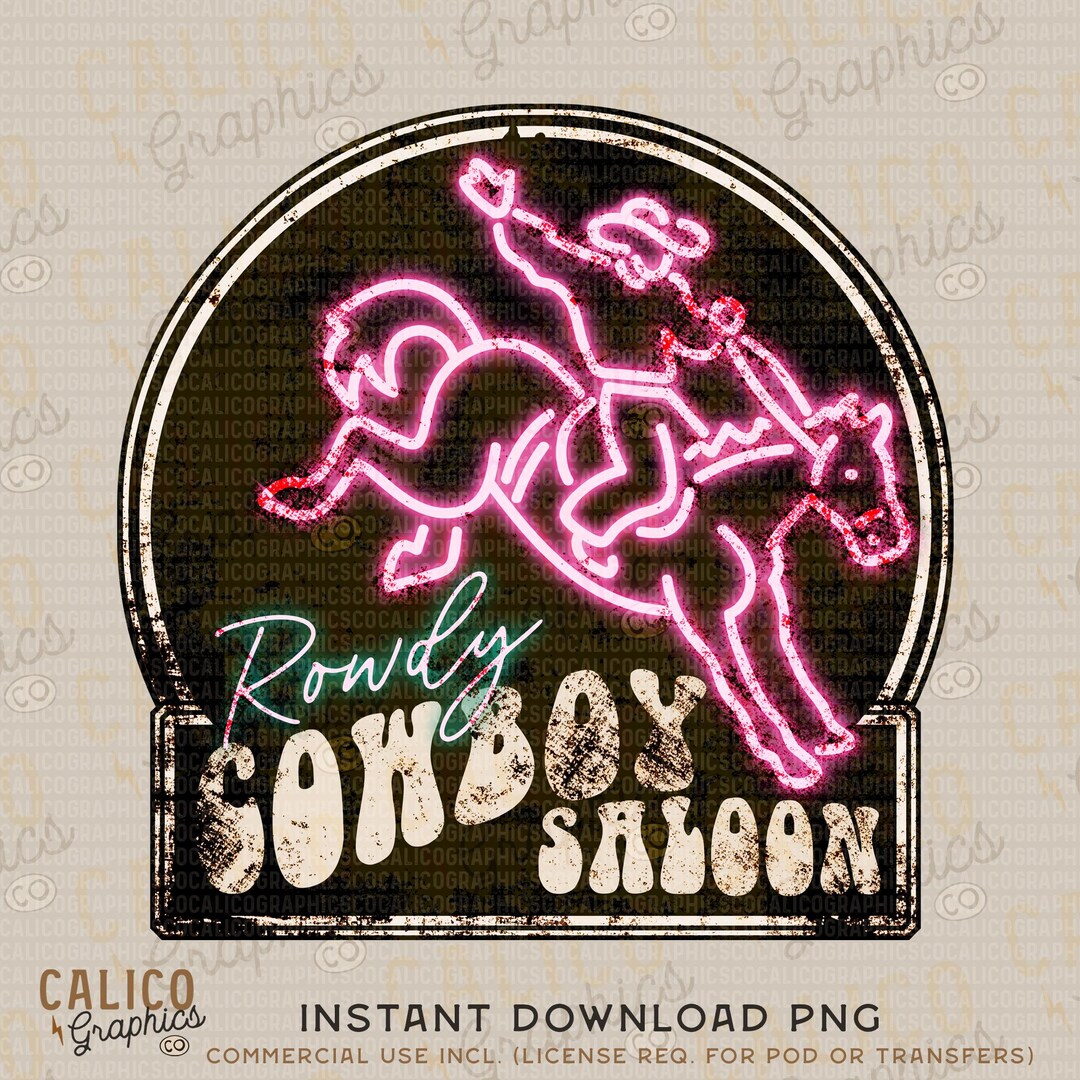 Rowdy Cowboy Saloon Sign Western Instant Digital Download | Trendy ...