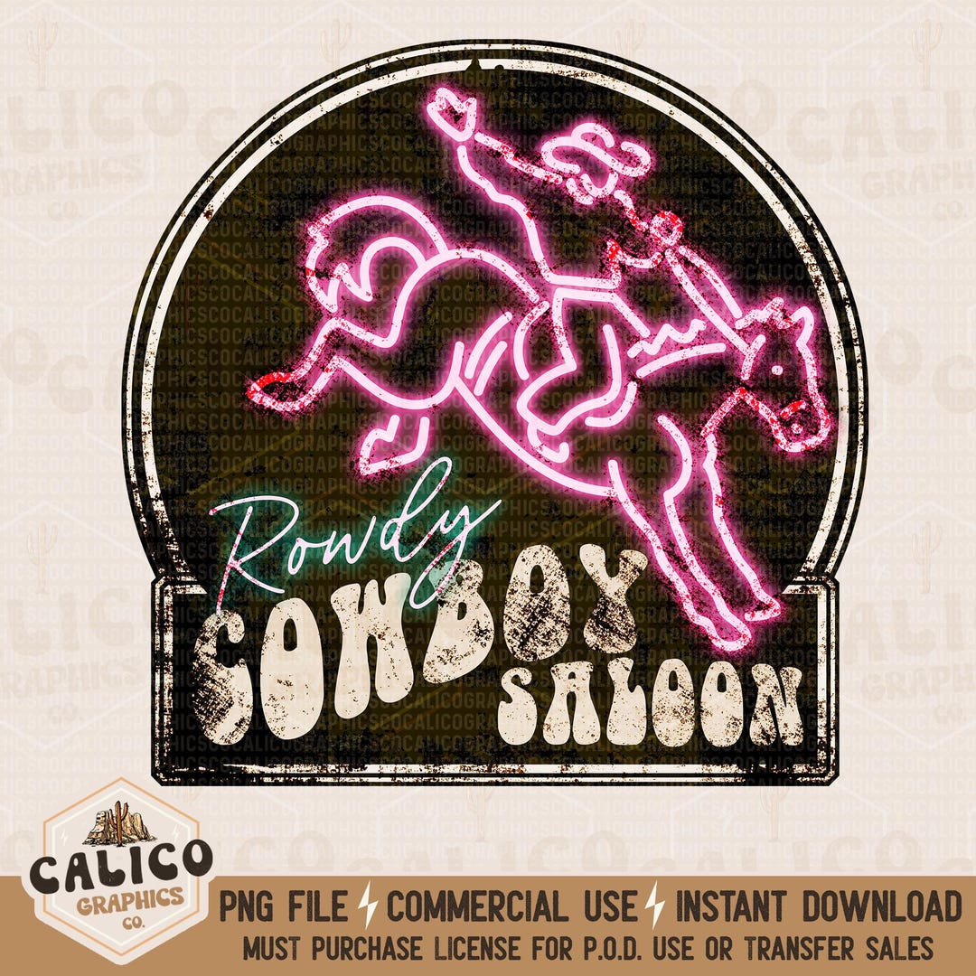 Rowdy Cowboy Saloon Sign Western Instant Digital Download Trendy ...