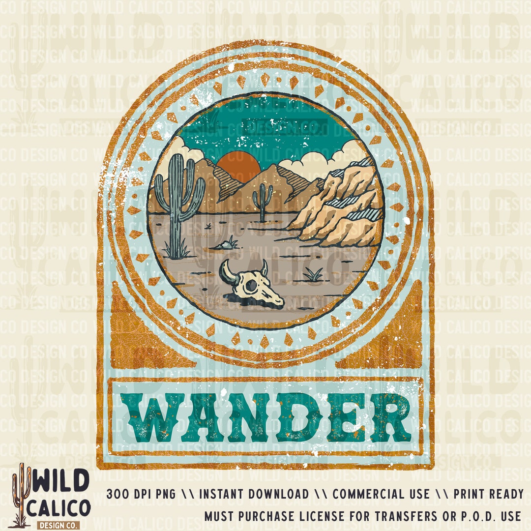 Wander Desert Cow Skull Western Instant Digital Download Trendy Western ...
