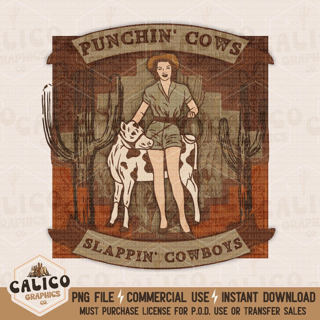 Punching Cows Slapping Cowboys Desert Western Instant Digital Download ...