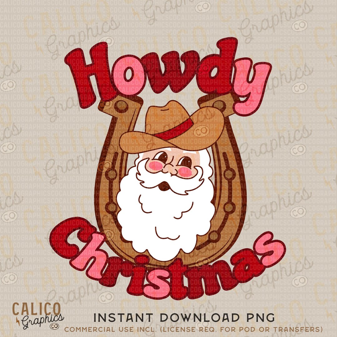 Howdy Christmas Santa Claus Cowboy Western Instant Digital Download ...