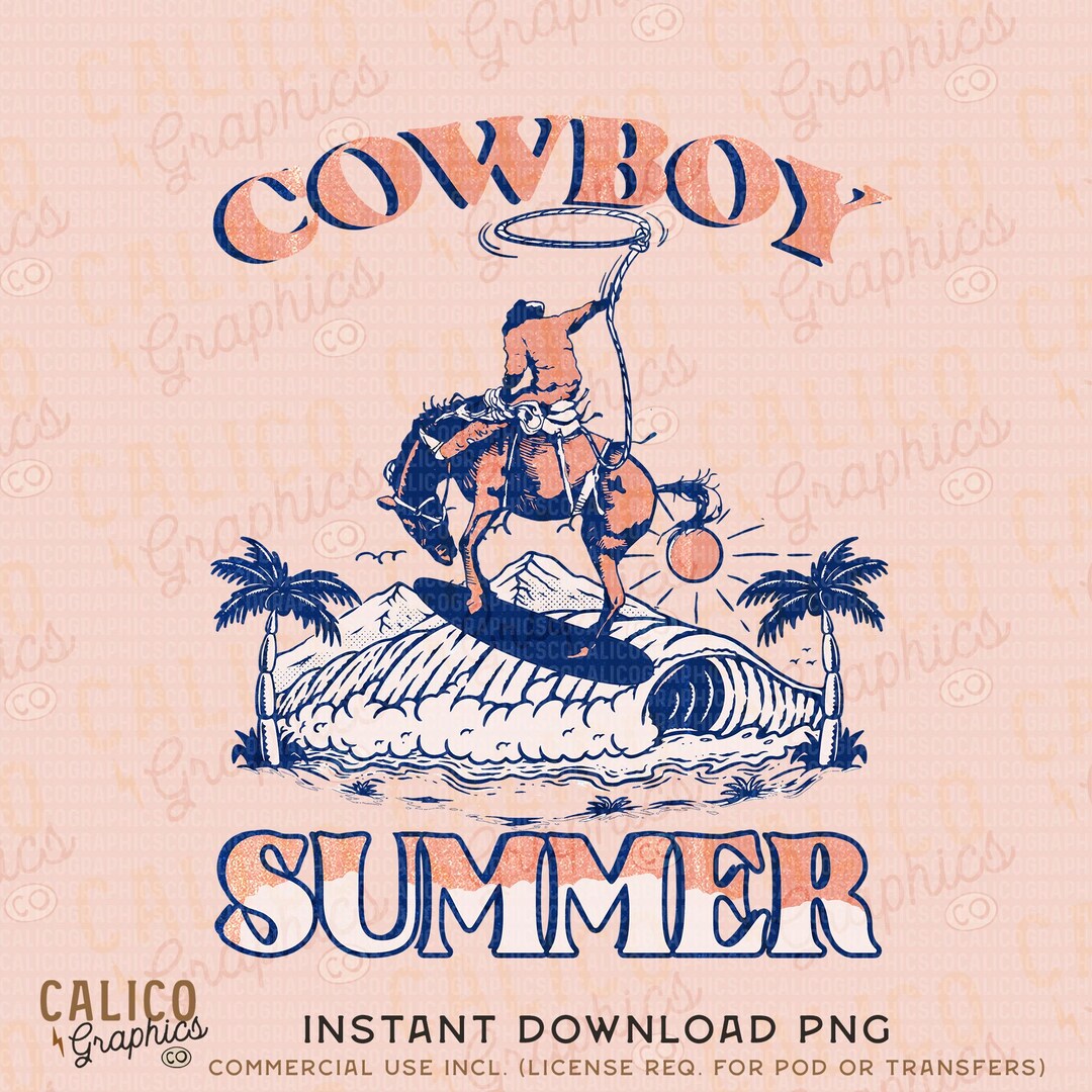Cowboy Surfer Beach Summer Western Instant Digital Download | Trendy ...