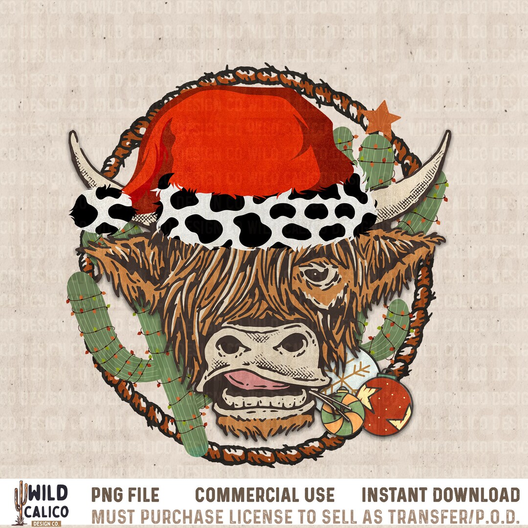 Highland Cow Cattle Cactus Western Christmas Lights Western - Etsy