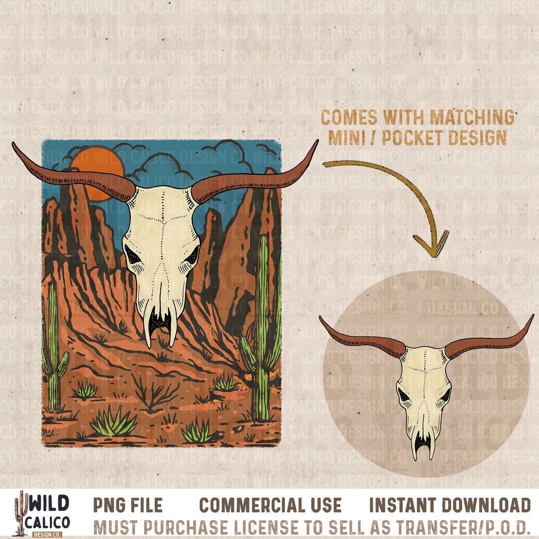Western Cow Skull Retro Sublimations, Western Sublimations, Designs ...