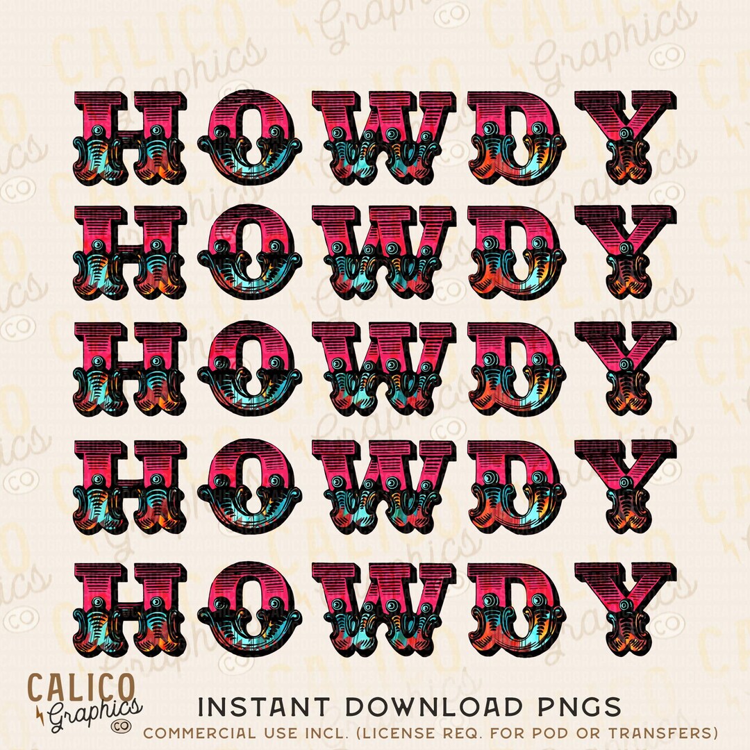 Howdy Howdy Howdy Colorful Pink Teal Western Instant Digital Download ...