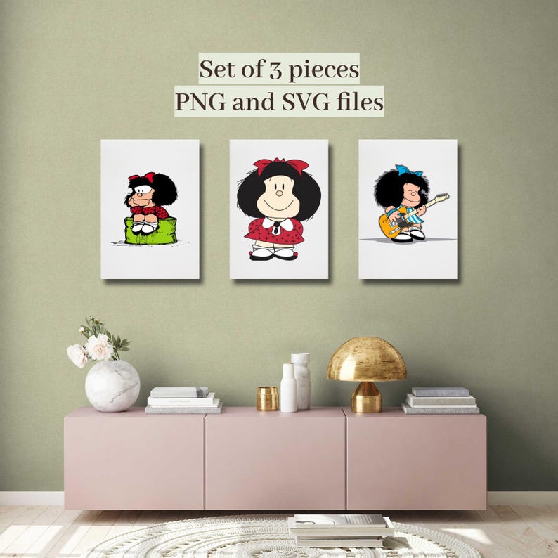 Mafalda SVG and PNG Files, Digital Mafalda Comics Print, Printable ...