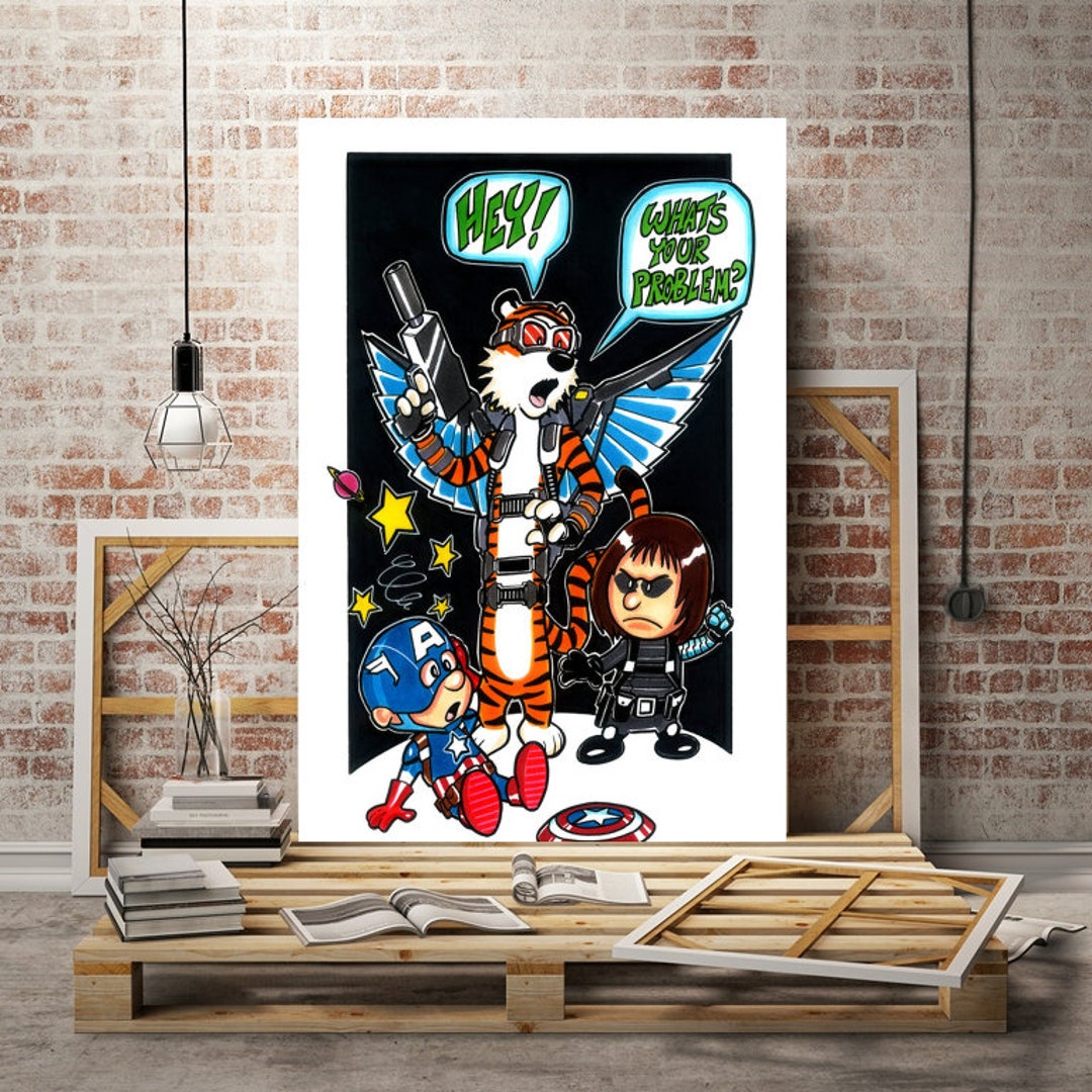 Calvin Comics Poster, Tigger Hobbes Canvas Wall Art, Unframed Nursery ...