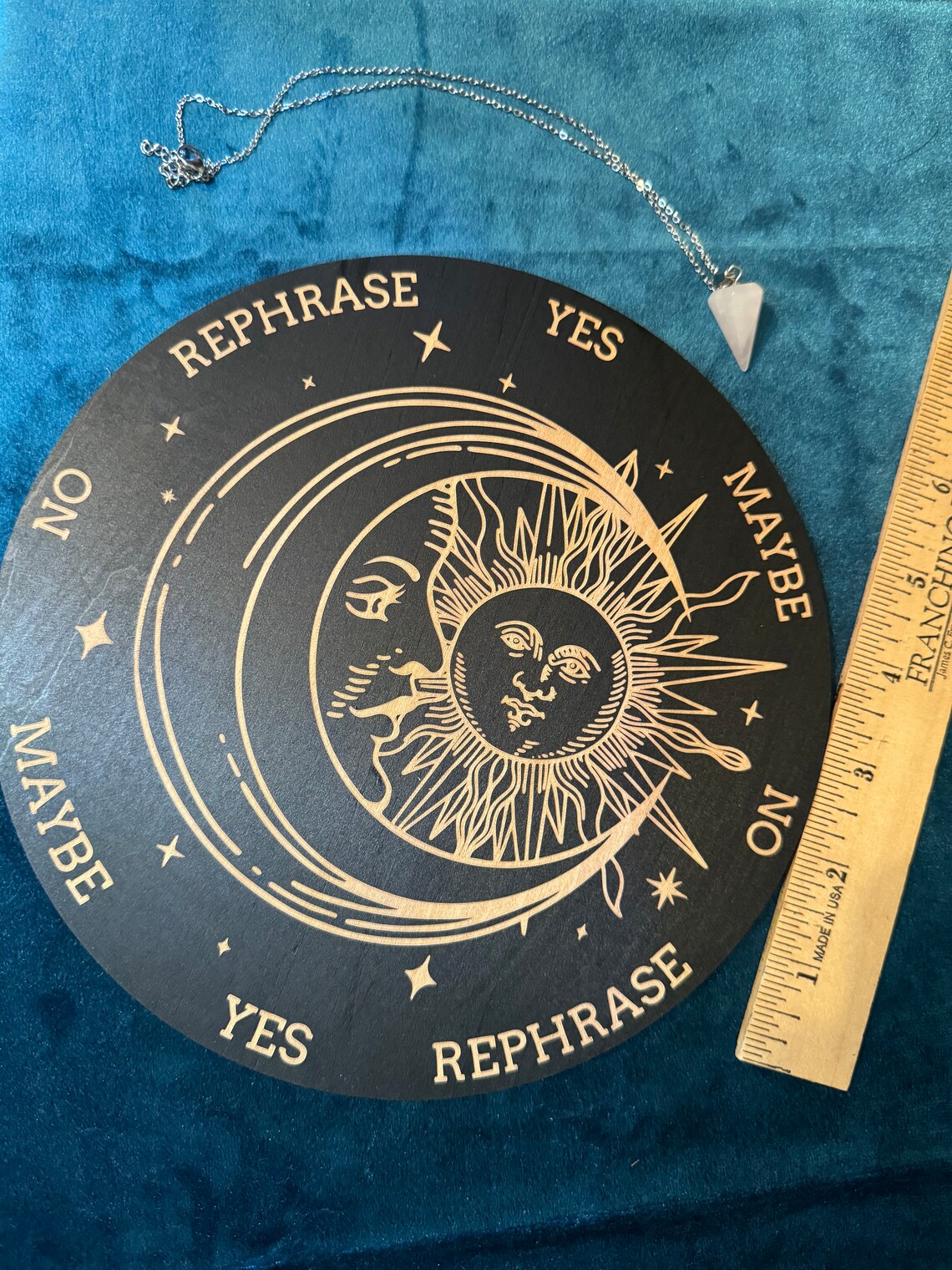 Moon and Star Pendulum Board With Rose Quartz, Pendulum Included - Etsy