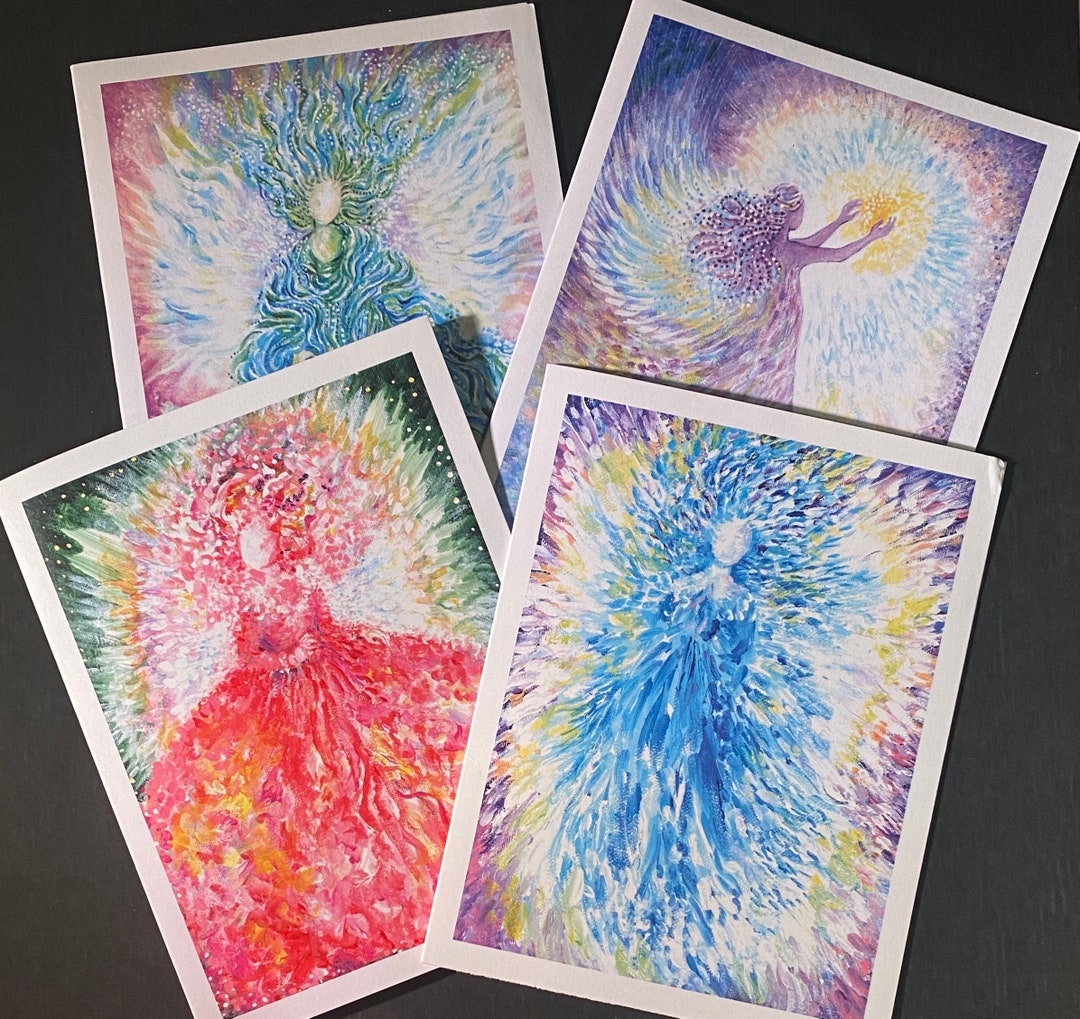 Angel Dreams Card Set, Colorful Angel Note Cards, Angel Art Note Cards ...
