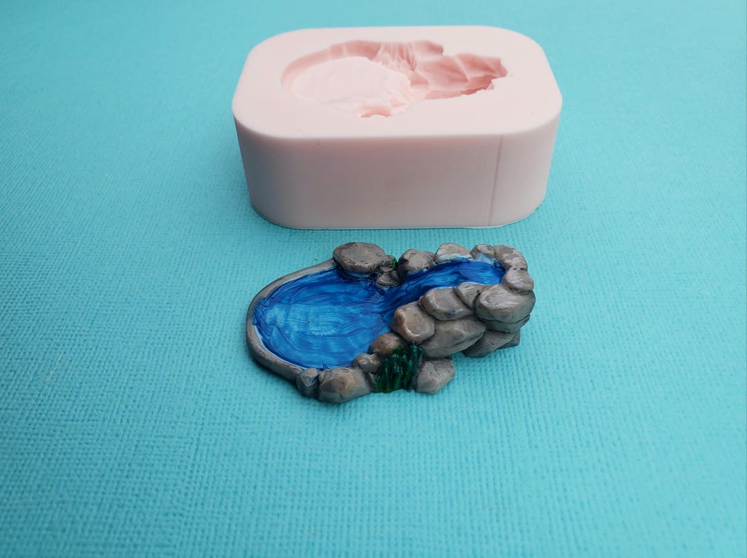 Miniature Pond Waterfall Scenery Silicone Mold for Resin, Candy ...