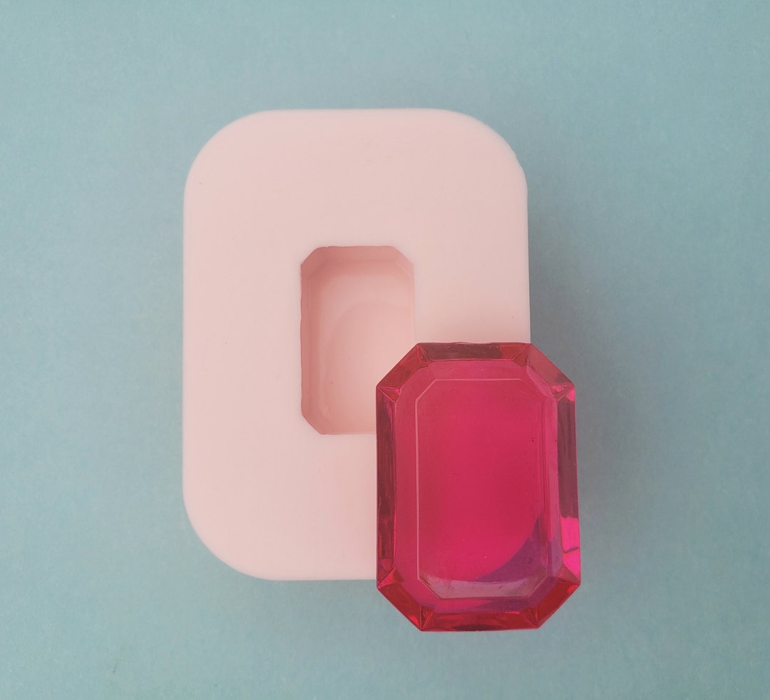 Emerald Cut Gemstone Jewel Silicone Rubber Mold for Jewelry, Resin ...
