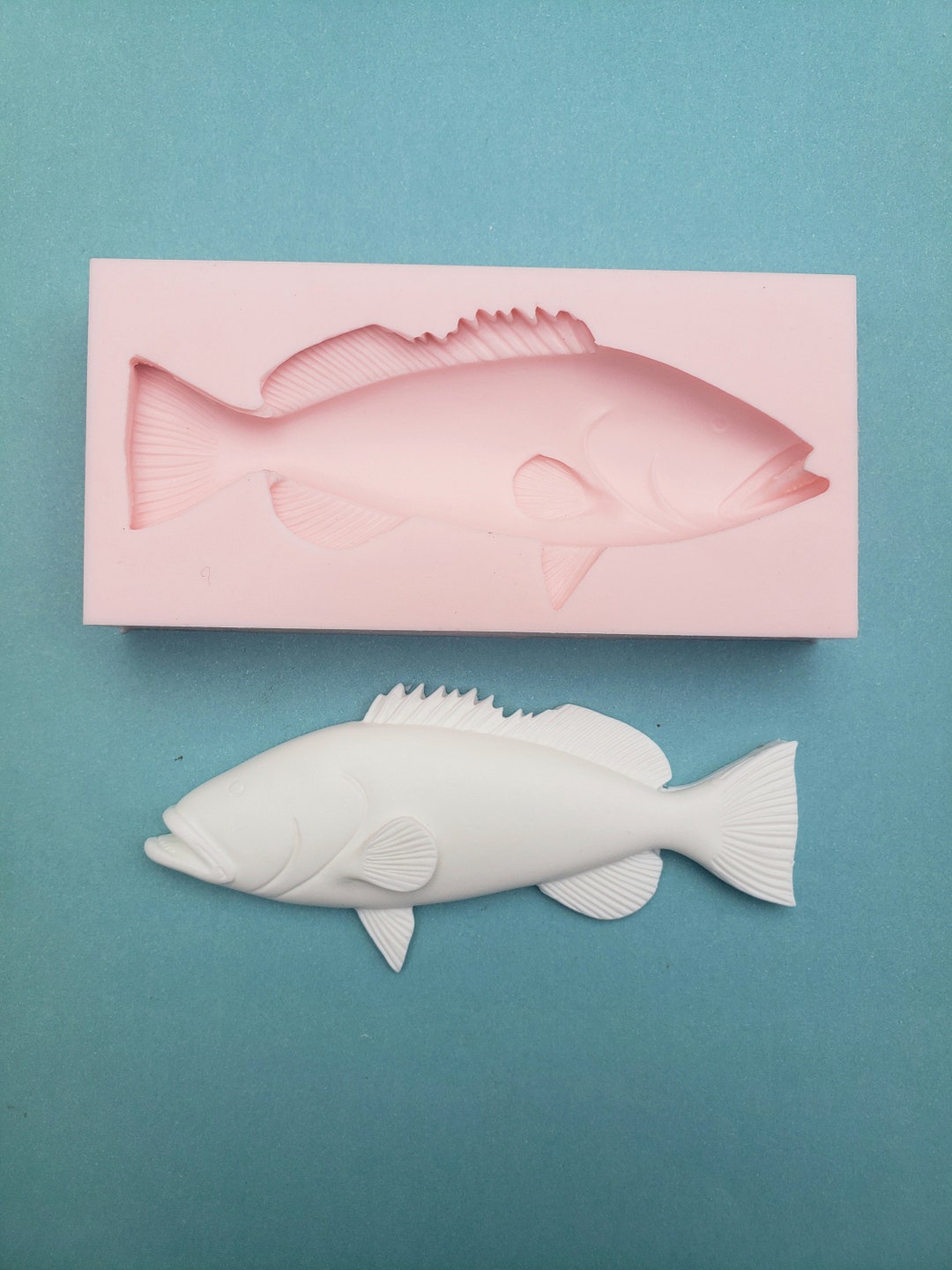 Grouper Fish Ocean Animal Silicone Rubber Mold for Resin, Cake, Candy ...