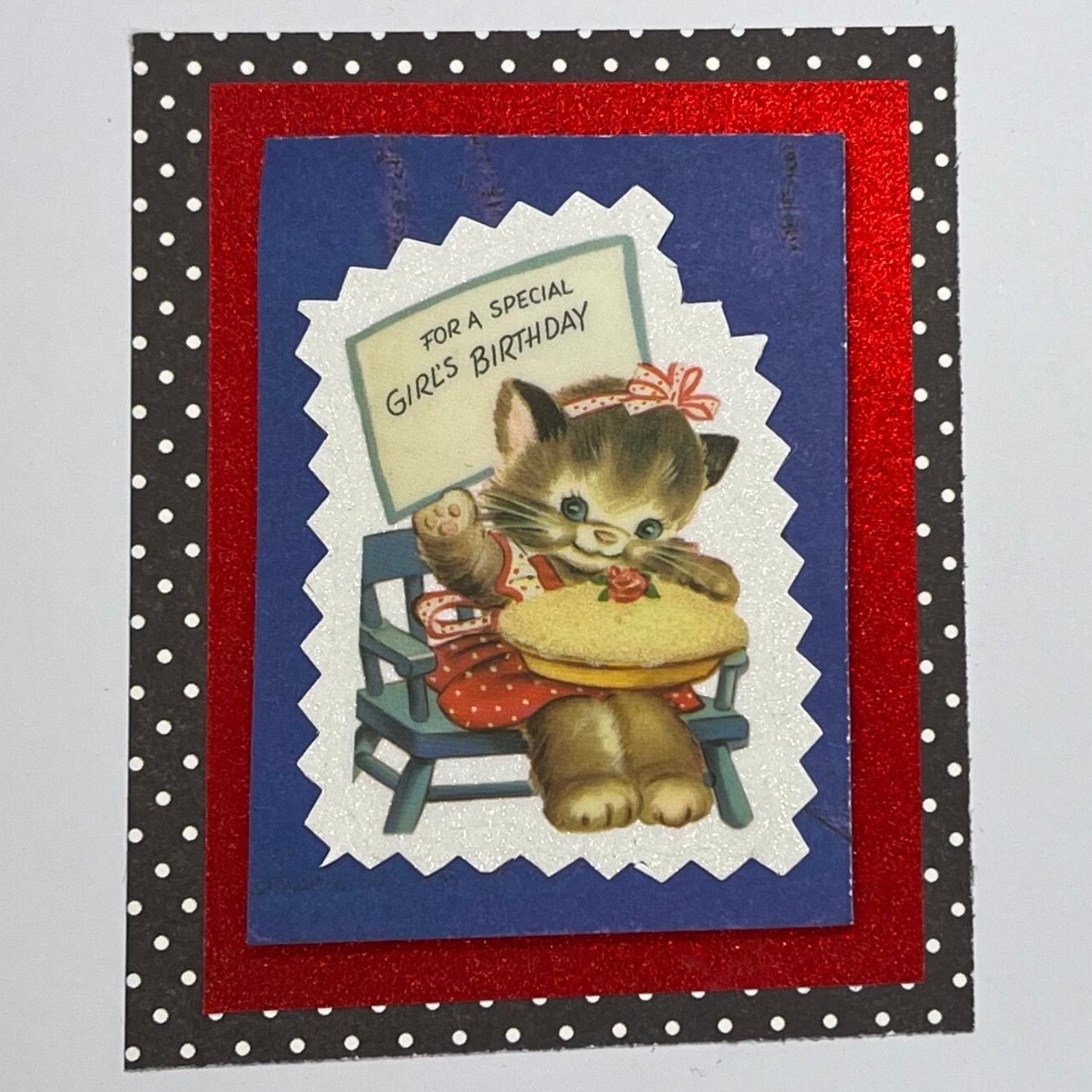 Girl Birthday Kitty Cat Card - Etsy