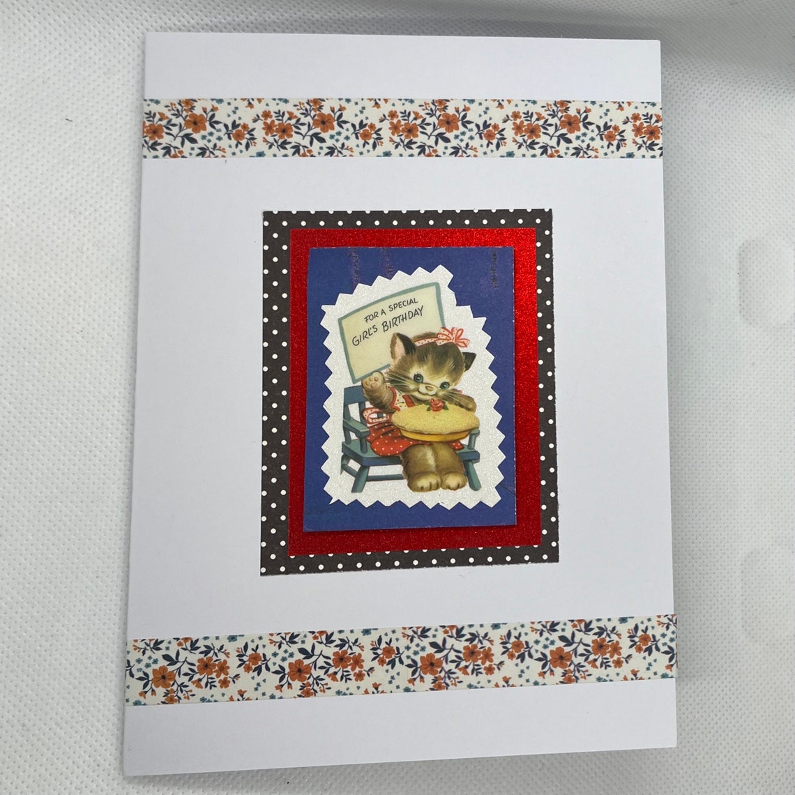 Girl Birthday Kitty Cat Card - Etsy